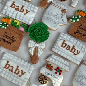 Farmers Market Due Date Cookies - Custom "growing" Baby Shower Cookies ...