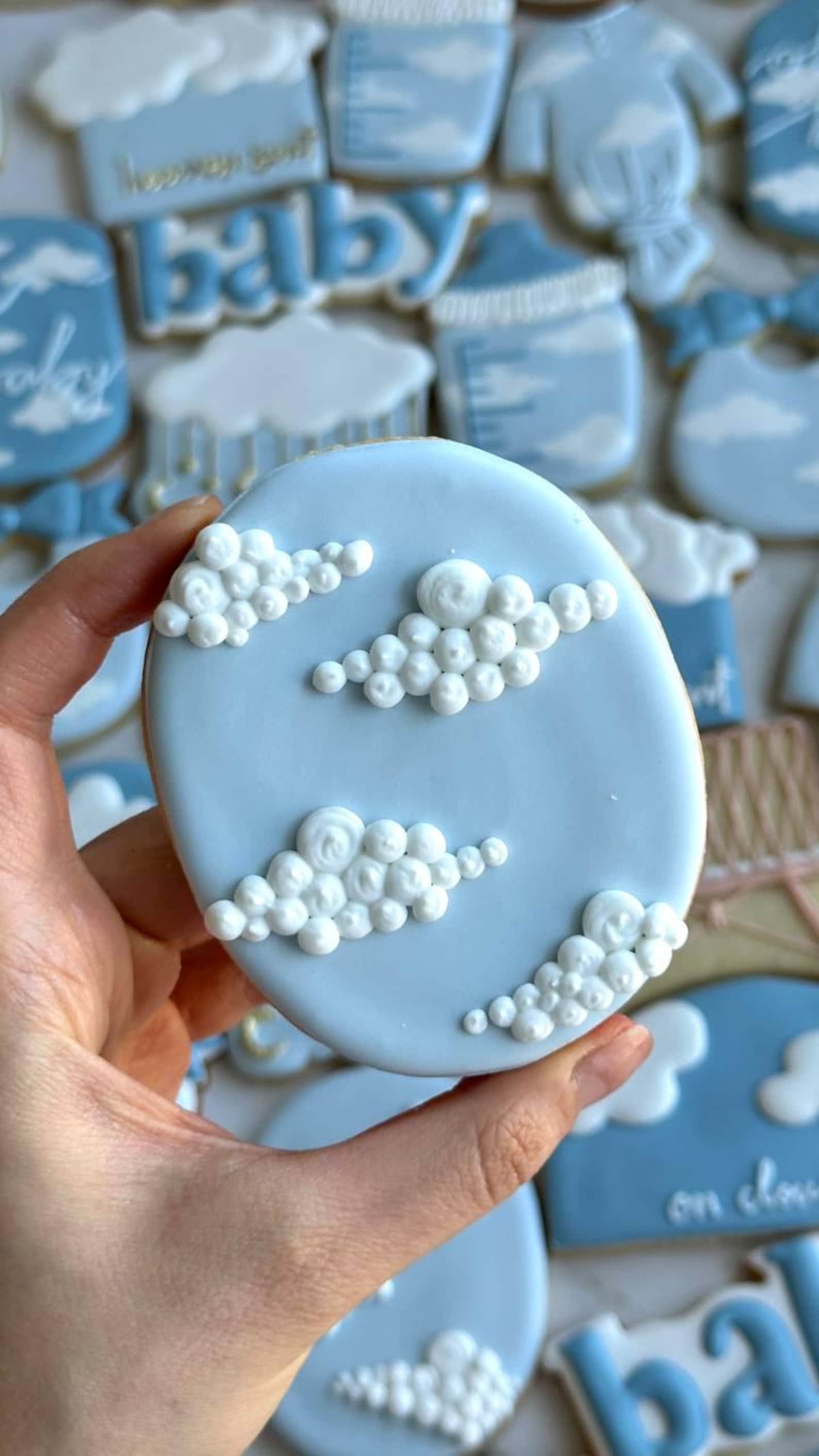 Cloud9 Baby Shower Cookies Handmade Organic Natural Blue Rose Shower ...