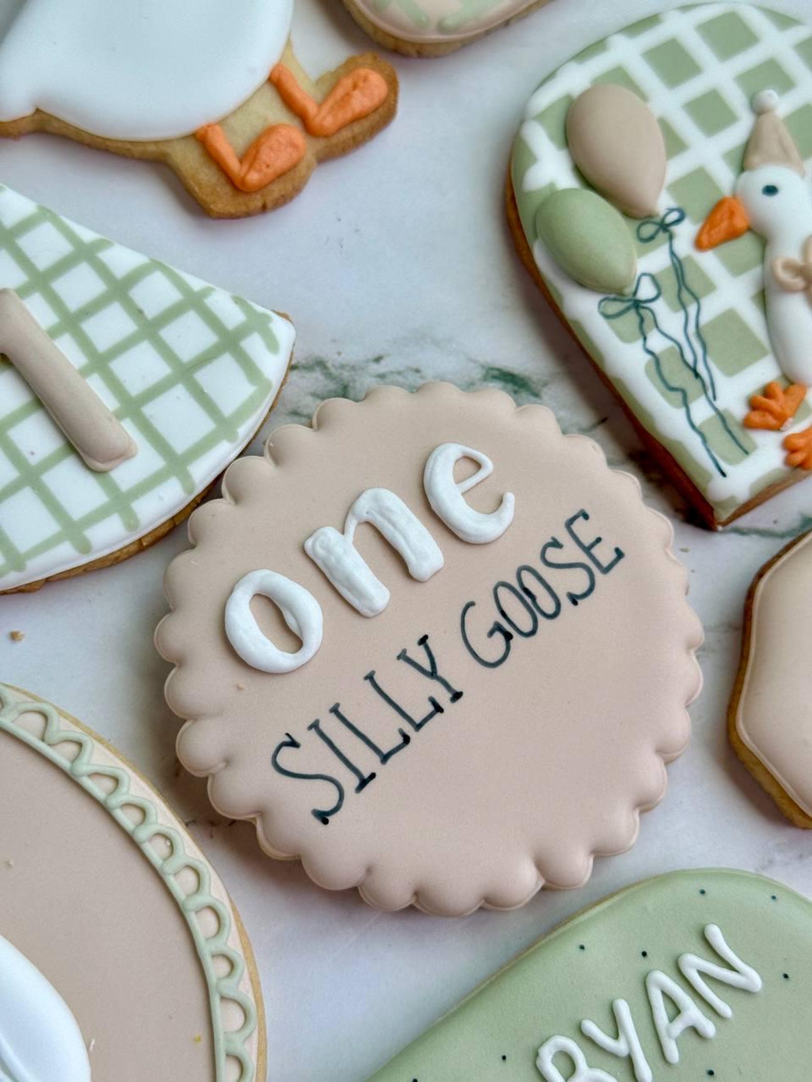One 1 Silly Goose Birthday / Baby Shower Cookies Neutral Boy and Girl ...