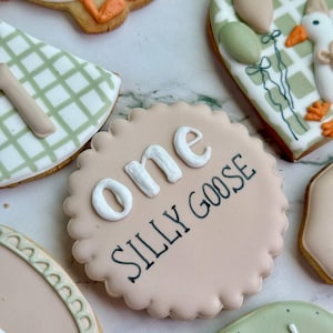 One 1 Silly Goose Baby Shower or Birthday Cookies Neutral Handmade ...