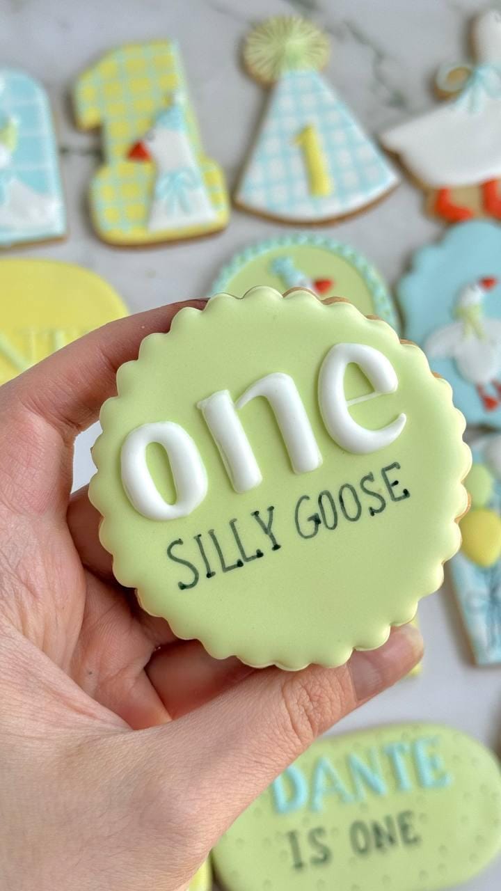 One Silly Goose Baby Shower Birthday Cookies Vibrant Summer Handmade ...