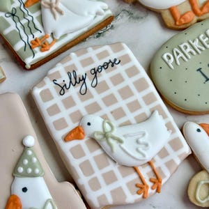 One 1 Silly Goose Baby Shower or Birthday Cookies Neutral Handmade ...