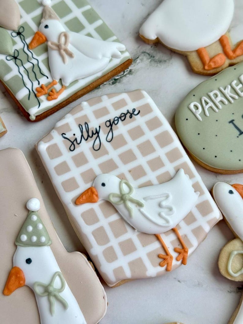 One 1 Silly Goose Birthday / Baby Shower Cookies Neutral Boy and Girl ...