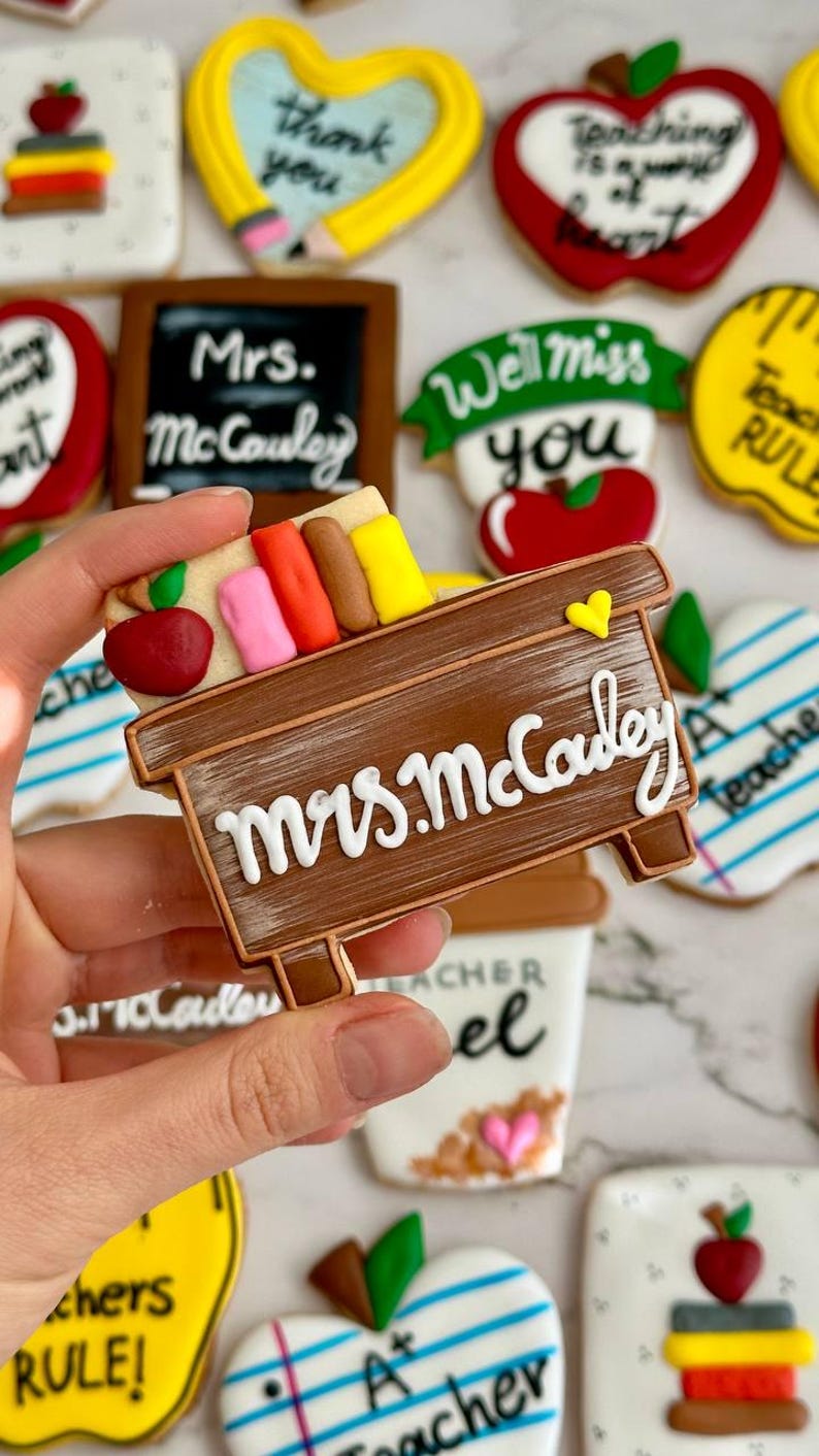 Teacher Appreciation School Sugar Cookies Organic Royal Icing Cartoon ...