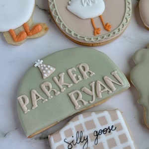 One 1 Silly Goose Baby Shower or Birthday Cookies Neutral Handmade ...