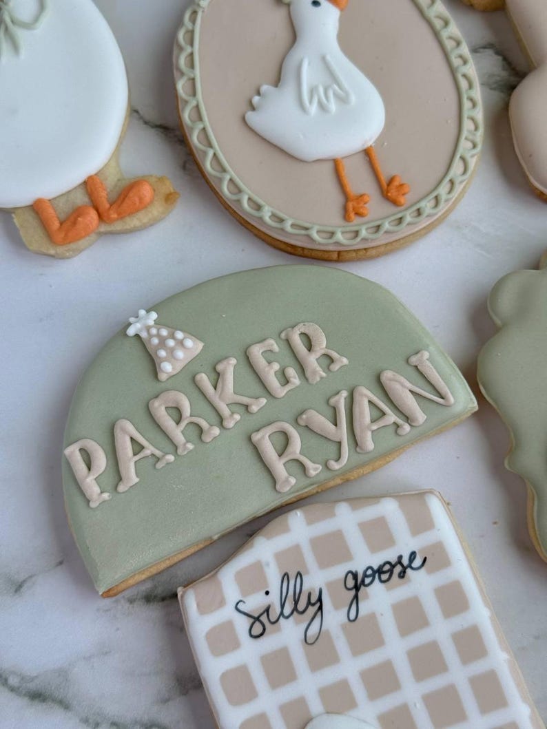 One 1 Silly Goose Birthday / Baby Shower Cookies Neutral Boy and Girl ...