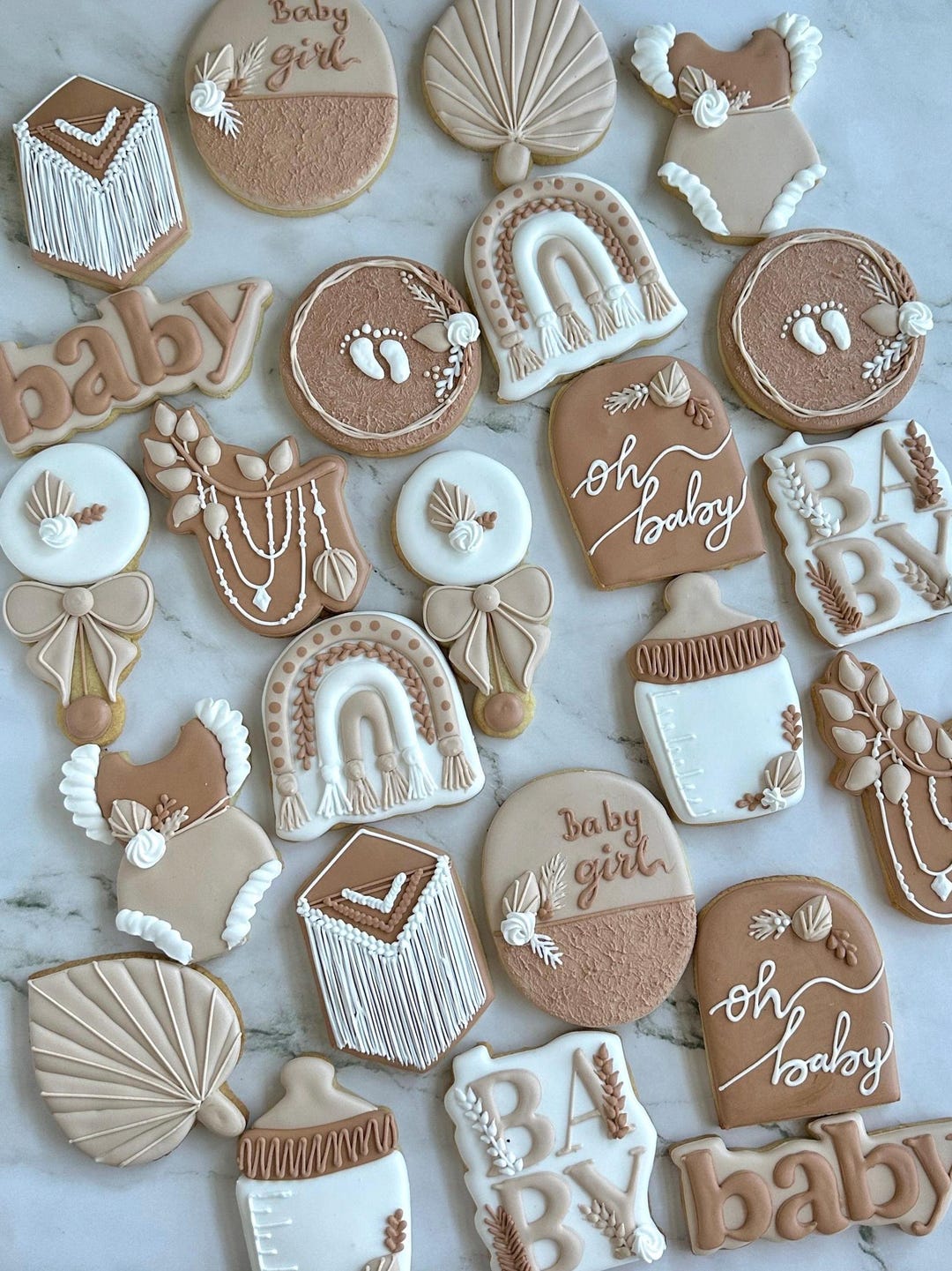 BOHO Rustic Baby Shower Cookies Handmade Organic Natural Rose Shower ...