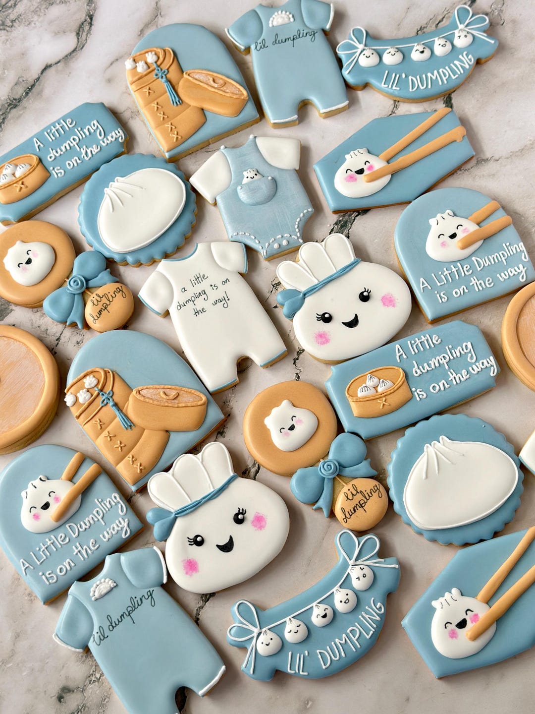Dumpling Baby Shower Cookies: Handmade Natural & Organic Royal Icing ...