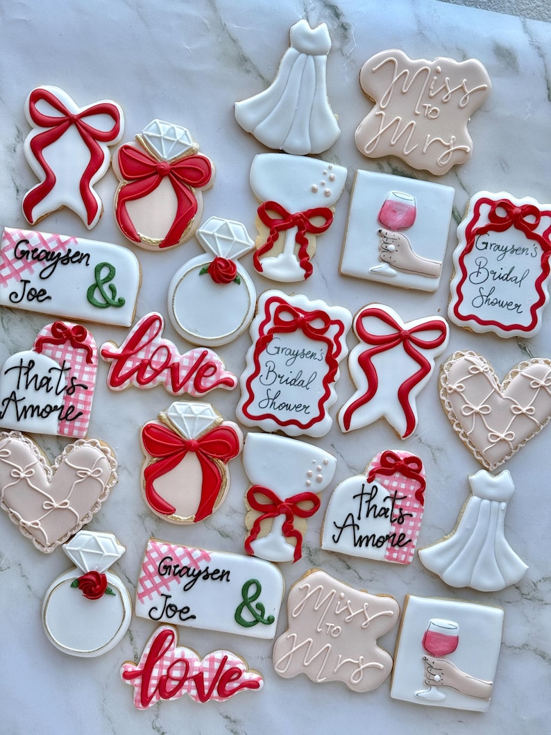 Romance Bridal Shower Cookies Red Italian Euro Theme – Custom ...