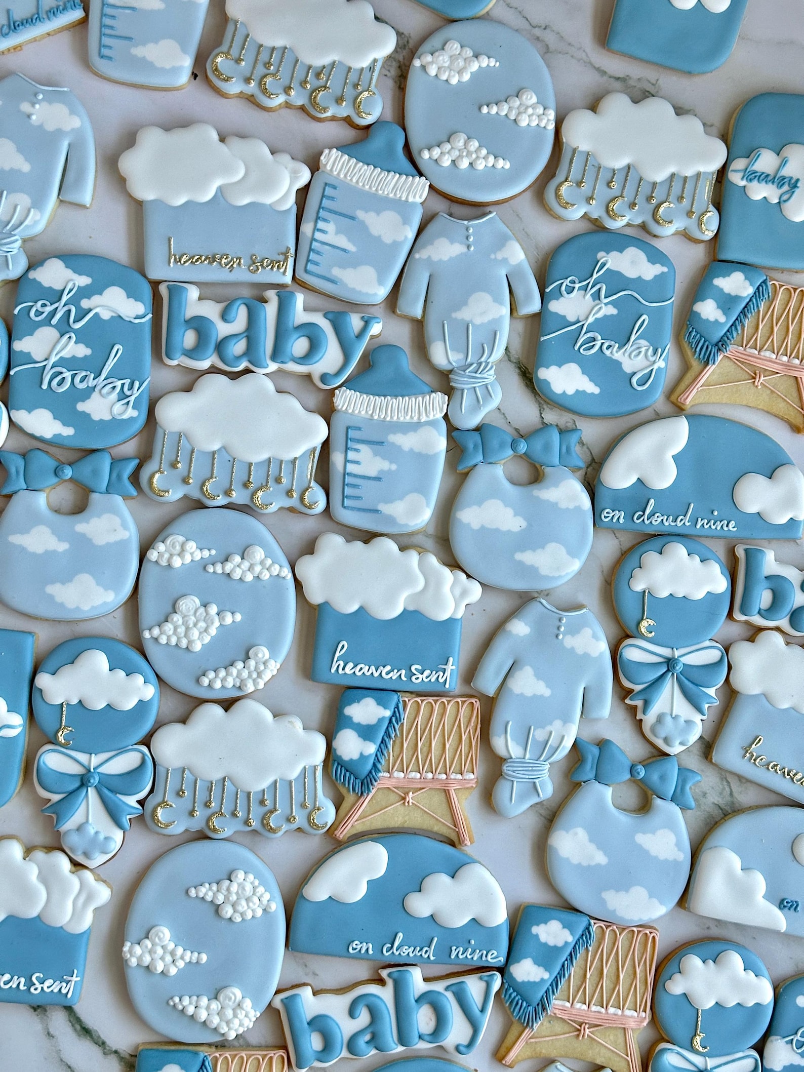 Cloud9 Baby Shower Cookies Handmade Organic Natural Blue Rose Shower ...