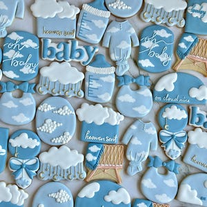 Cloud9 Baby Shower Cookies Handmade Organic Natural Blue Rose Shower ...