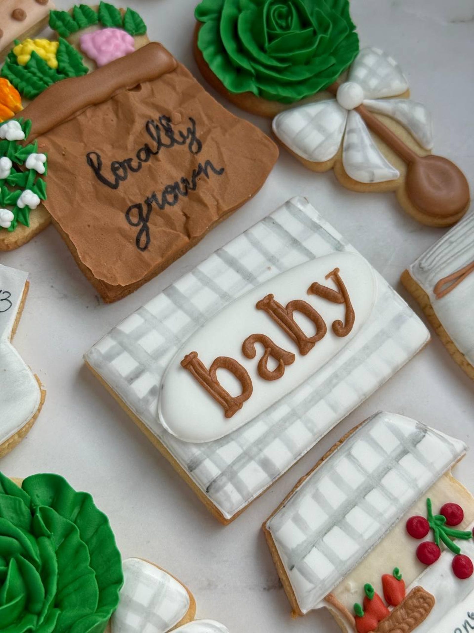 Farmers Market Due Date Cookies - Custom "growing" Baby Shower Cookies ...