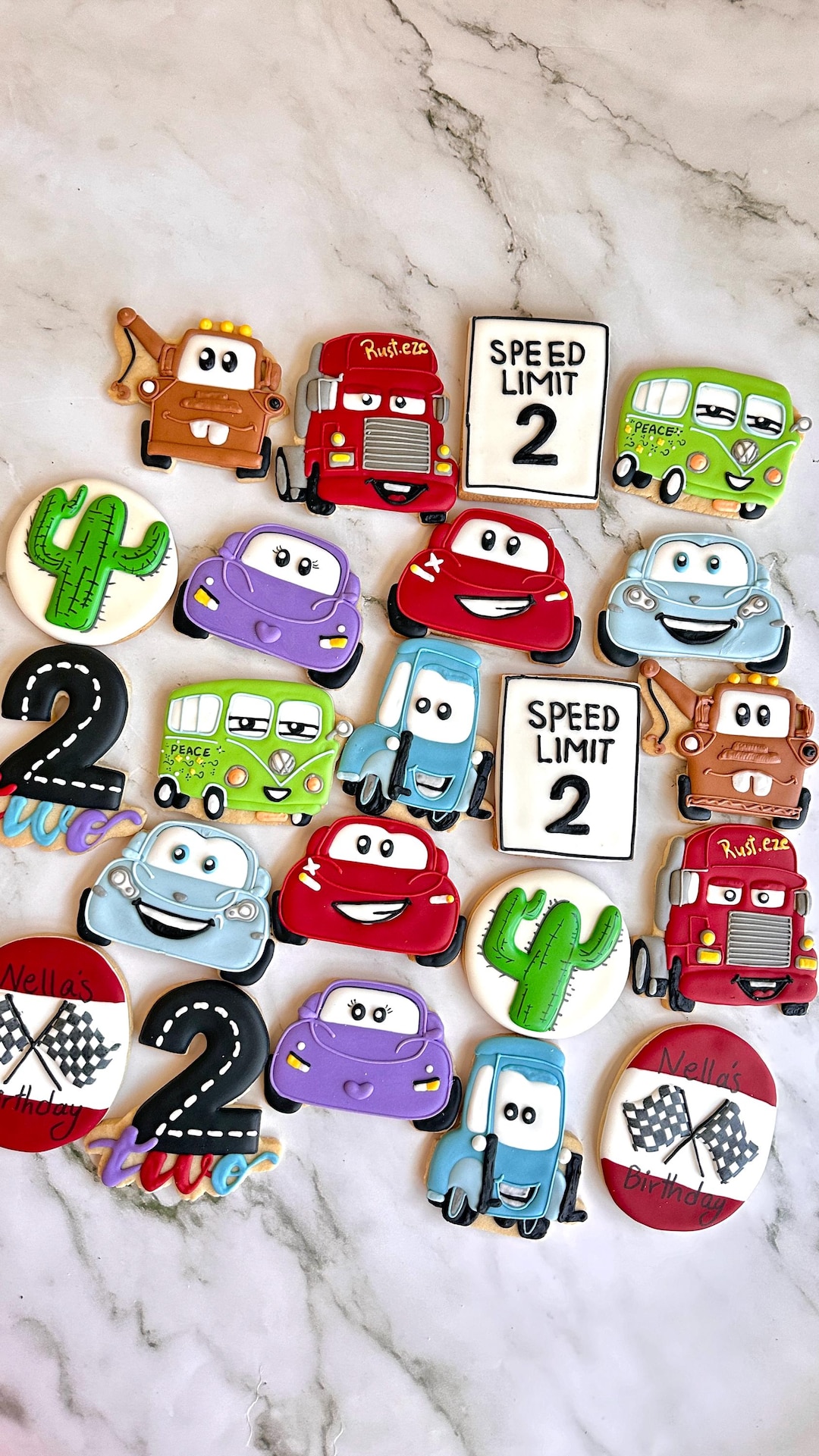Cars Mcqueen Cookies Organic Royal Icing Cartoon 6 12 24 48 Party Fun ...