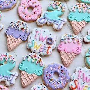 Two Sweet Birthday Cookies | Organic 2nd Birthday Party Favors | Ice ...