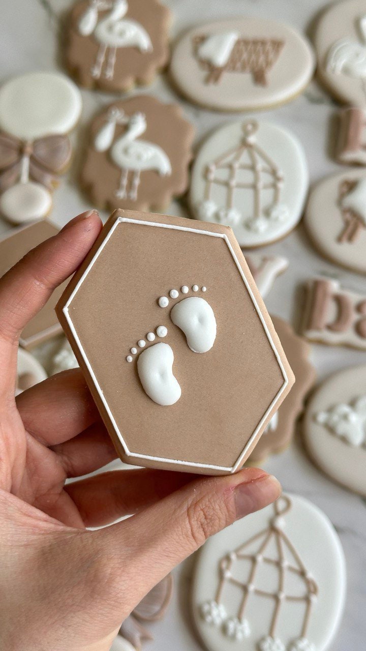 Cute Storks Baby Cookies Handmade Organic Natural Beige Brown Shower ...
