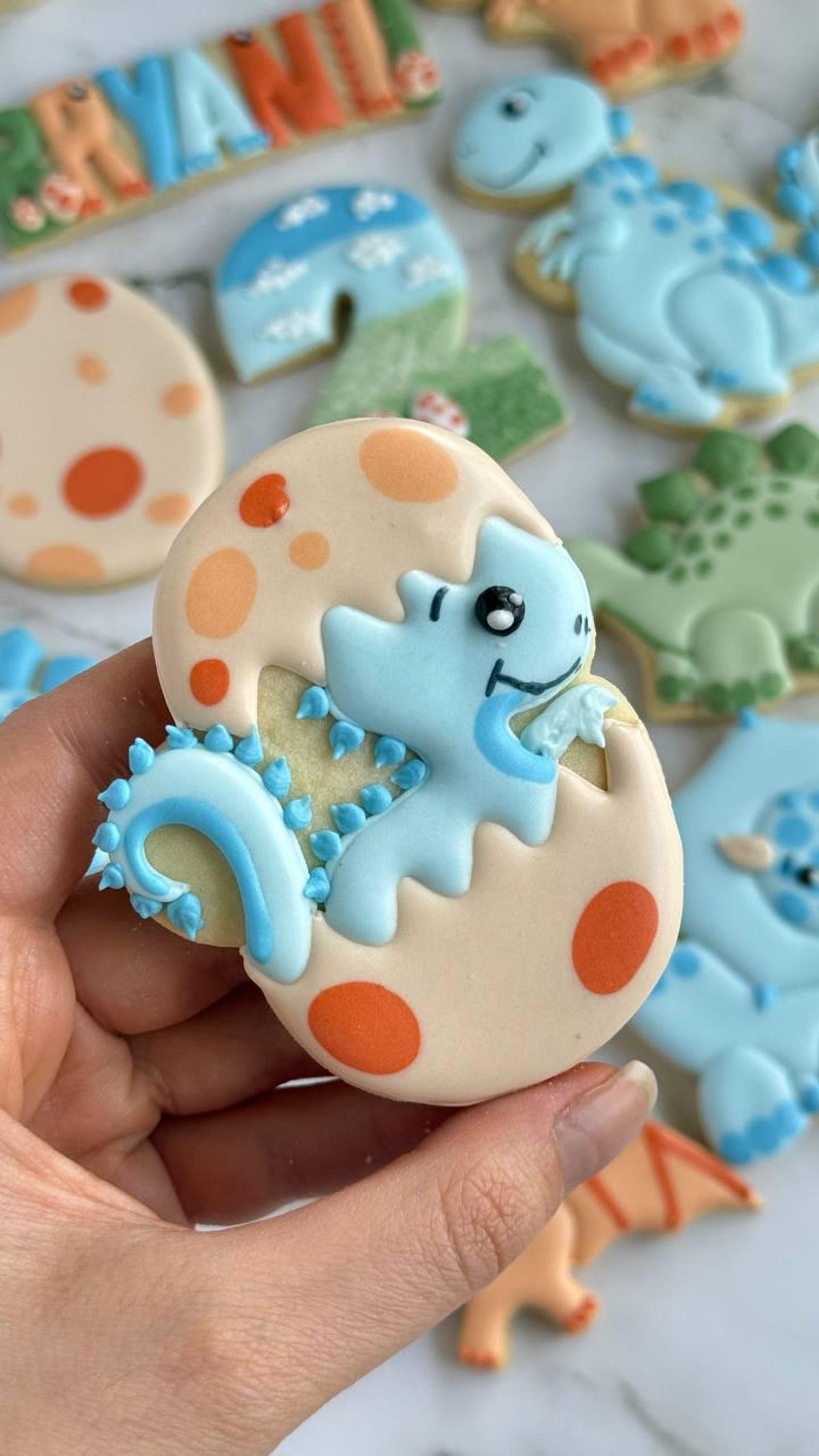 Pastel Kids Dino Dinosaur Royal Icing Organic Sugar Cookies Set 12 24 ...