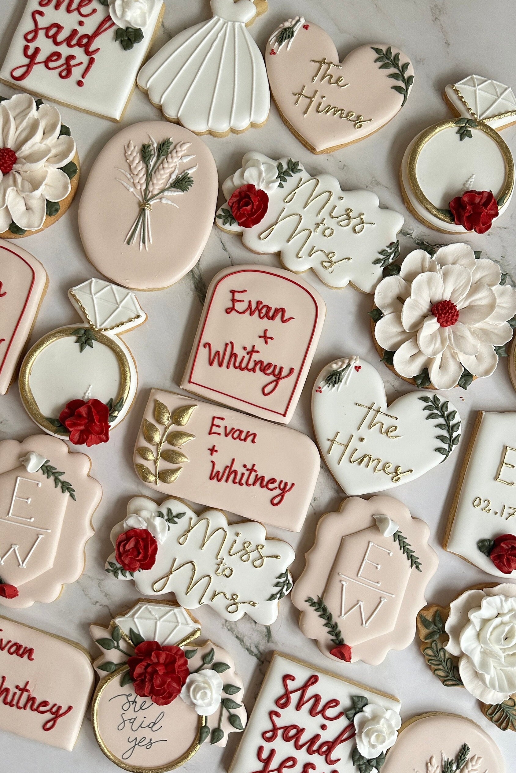 Red Rose Sugar Cookies – Handmade Organic Royal Icing Cookies for ...
