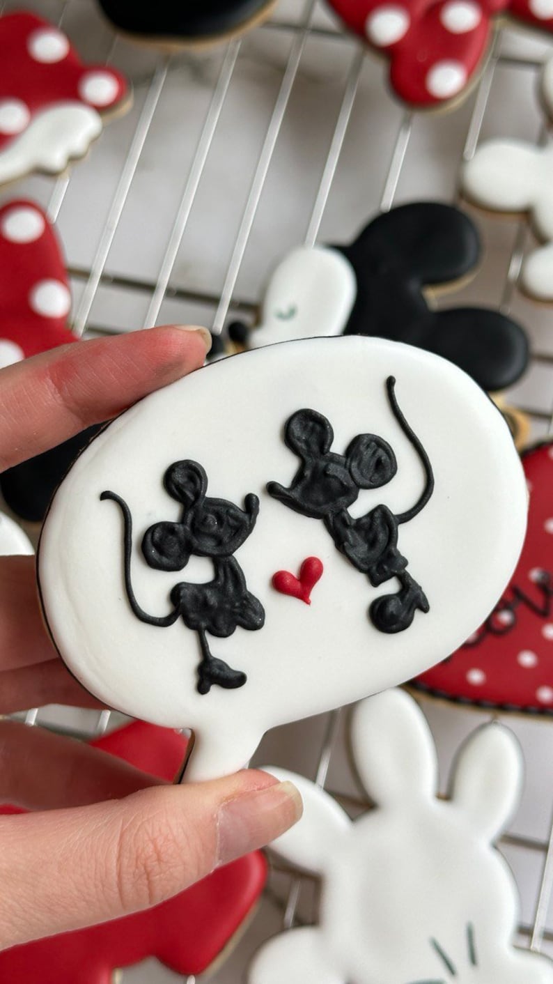 Mickey Minnie Cookies Organic Love Theme Royal Icing Cookies Set 6 12 ...
