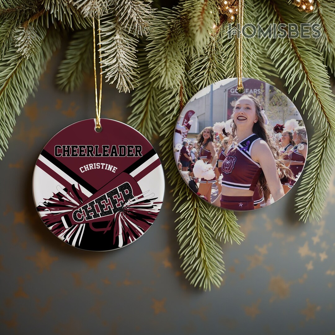 Custom Cheerleader Christmas Ornament, Cheer Photo Ceramic Ornament ...