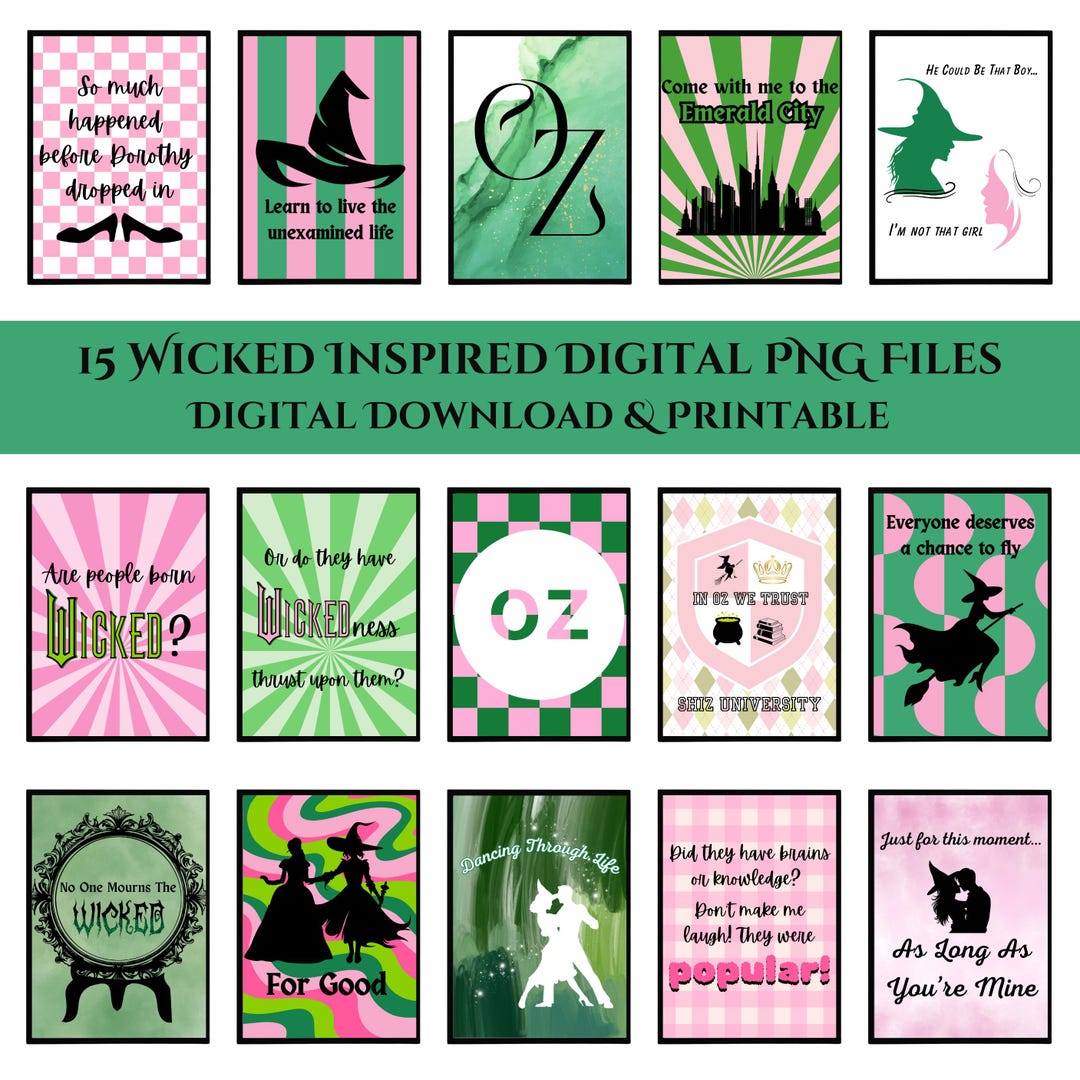 DIGITAL Set of 15 Wicked PNG Files, Retro 70s Wicked Wall Art ...