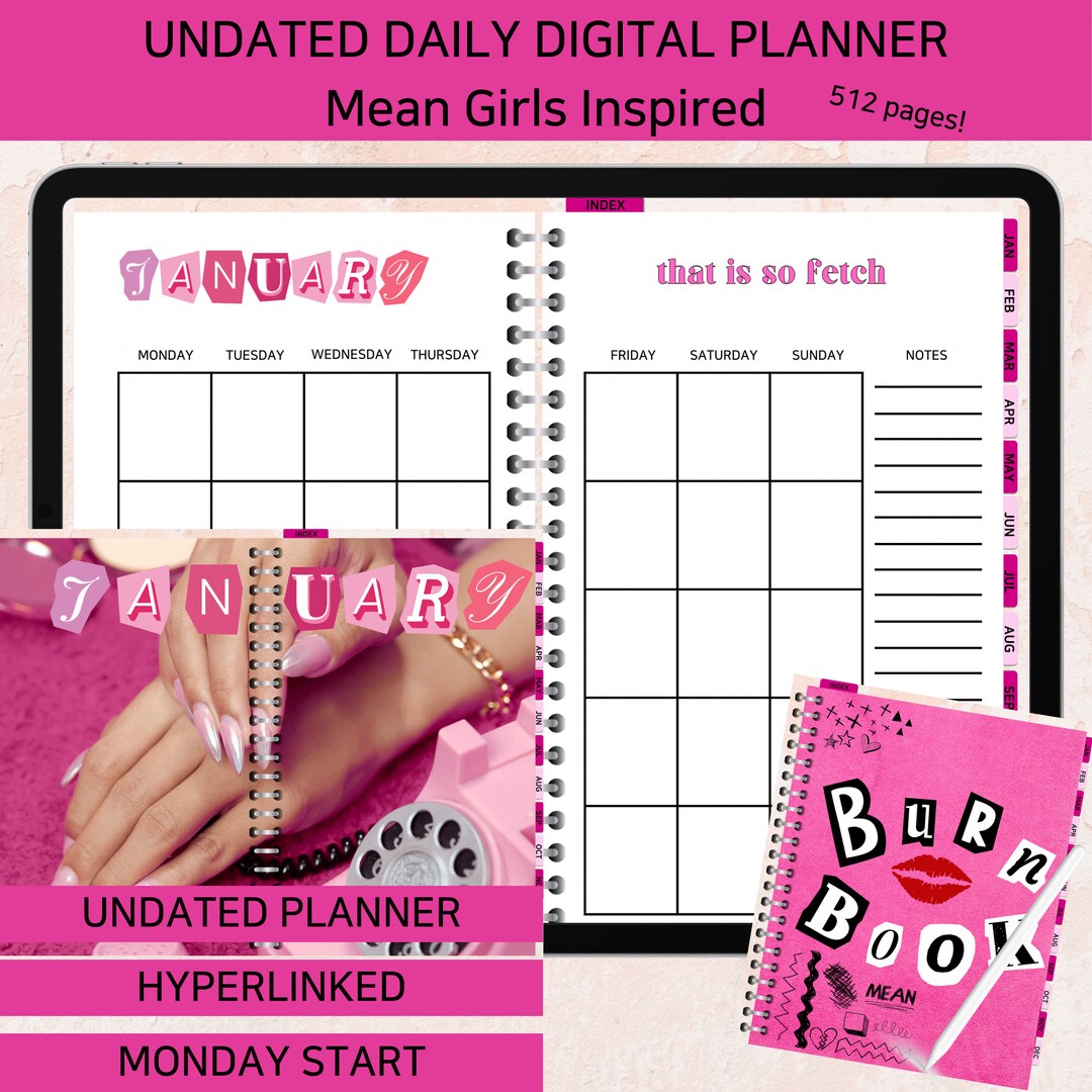 DIGITAL PLANNER Mean Girls Inspired Undated Daily Planner, Undated ...