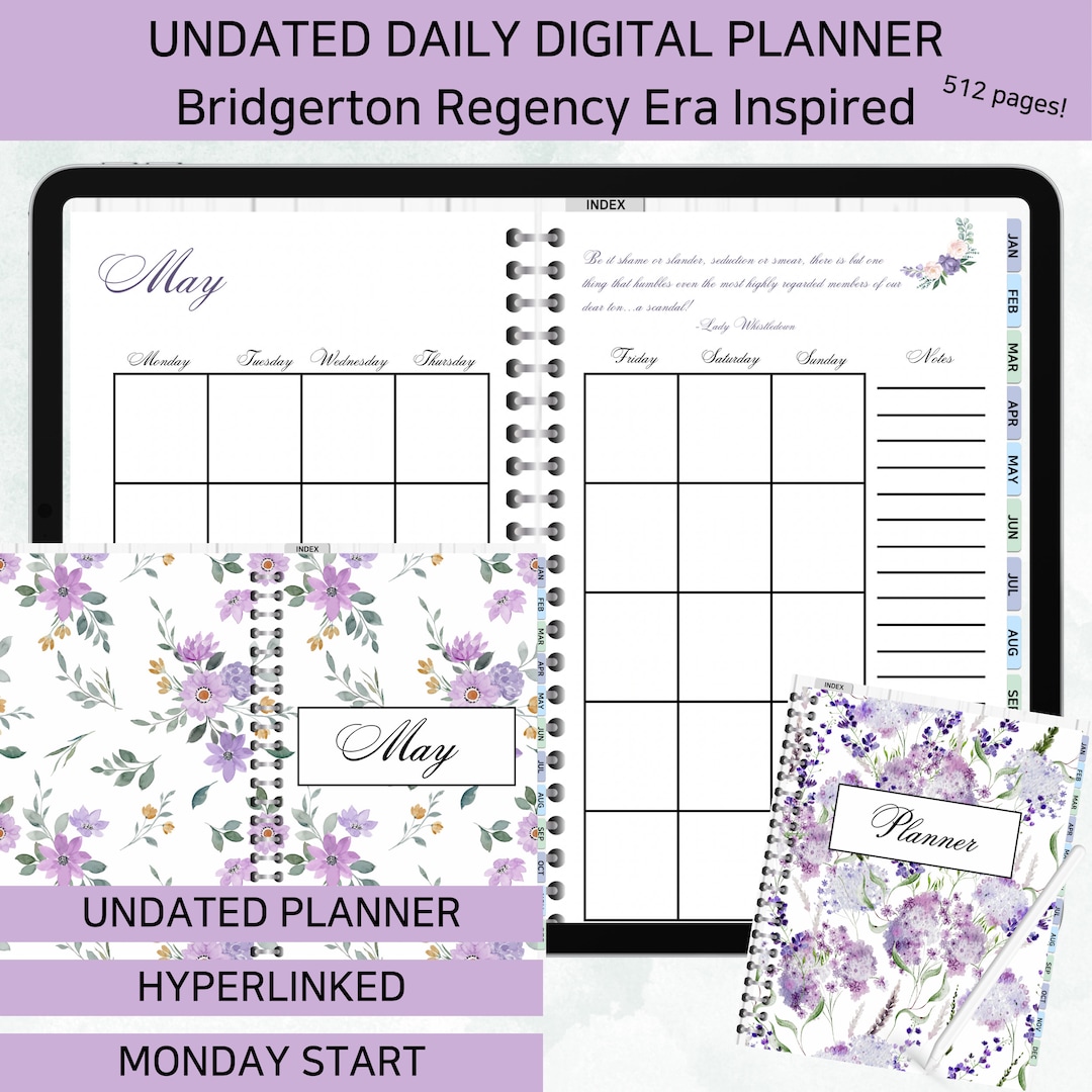 DIGITAL PLANNER Bridgerton Regency Era Inspired Daily Planner, Undated ...