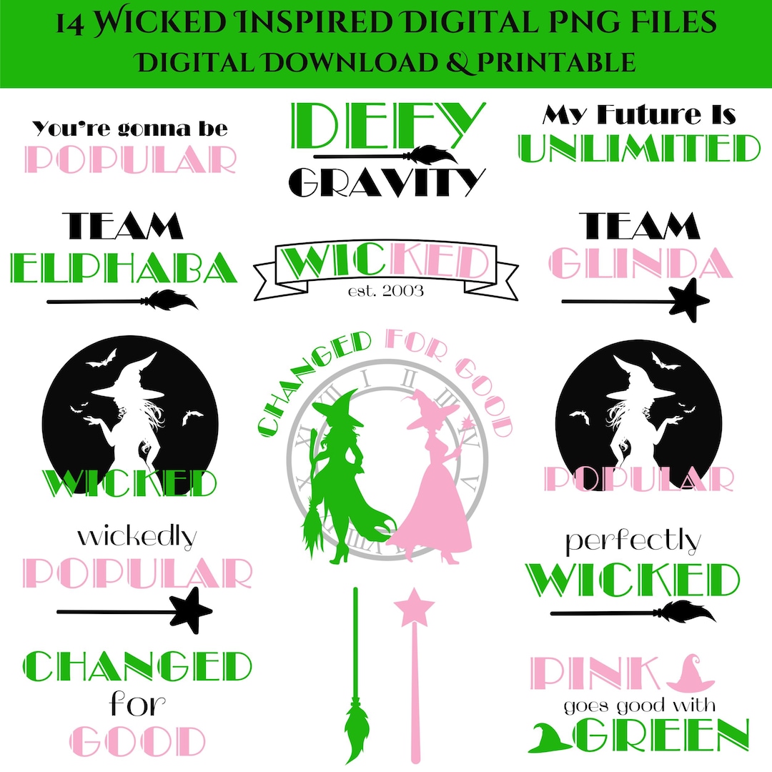 Wicked Broadway PNG Files: Elphaba, Glinda Art (digital Download) - Etsy