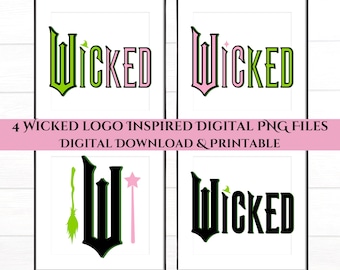 DIGITAL Set of 16 Wicked PNG Files, Wicked Wall Art, Printable Wall ...