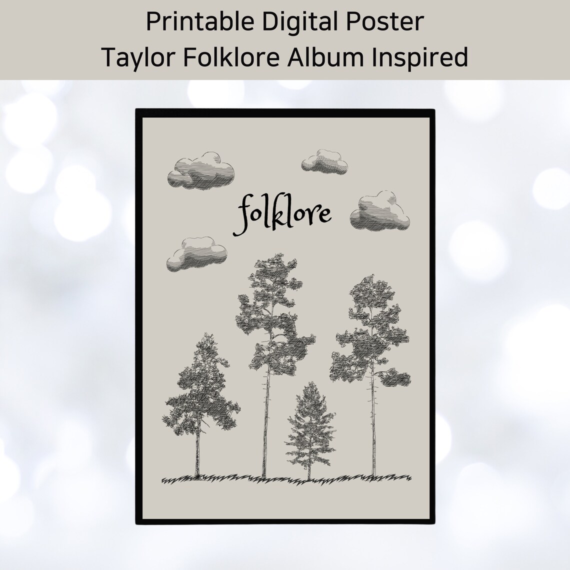 Taylor Folklore Album Inspired Printable DIGITAL Poster, Wall Decor ...