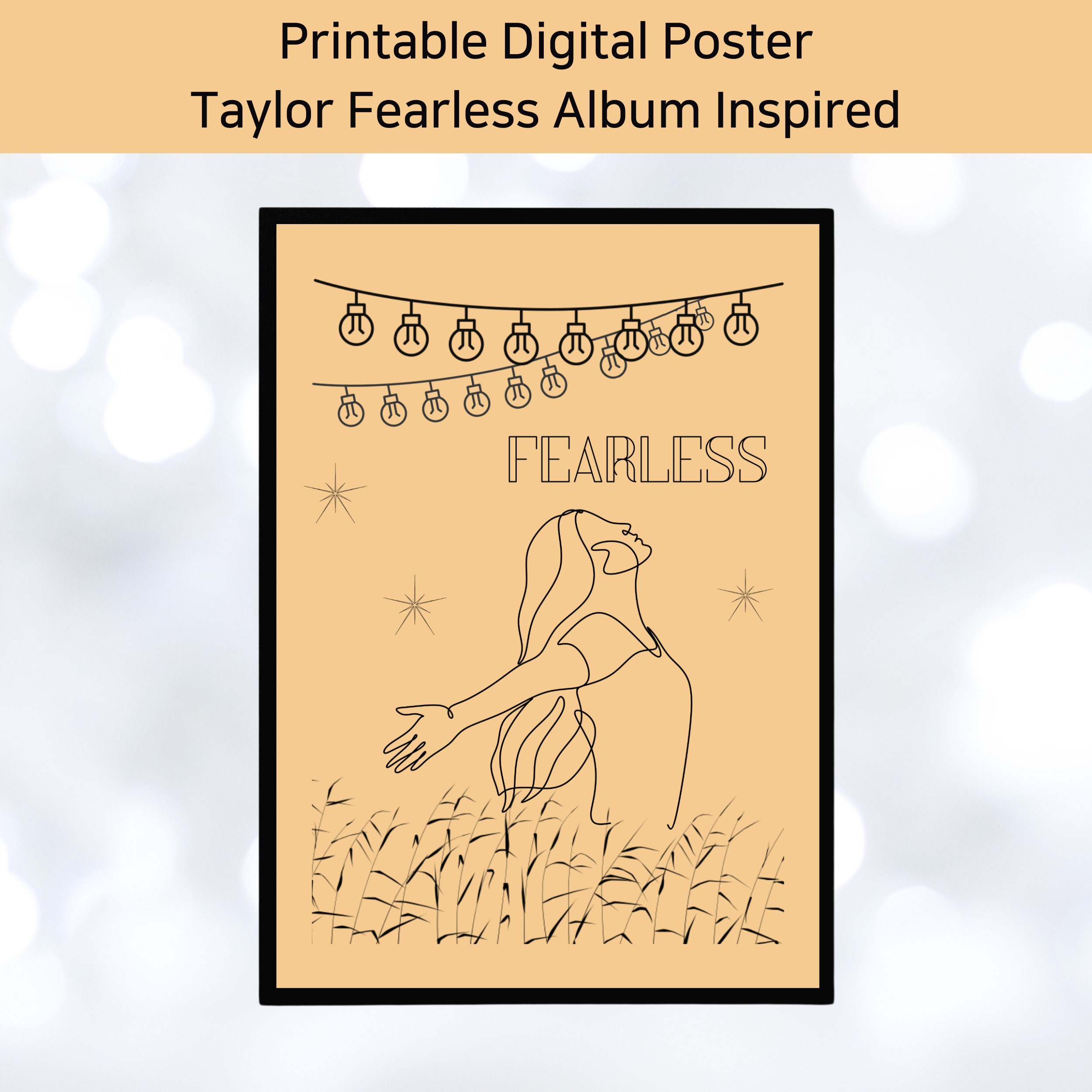 Taylor Fearless Album Inspired Printable DIGITAL Poster, Wall Decor ...