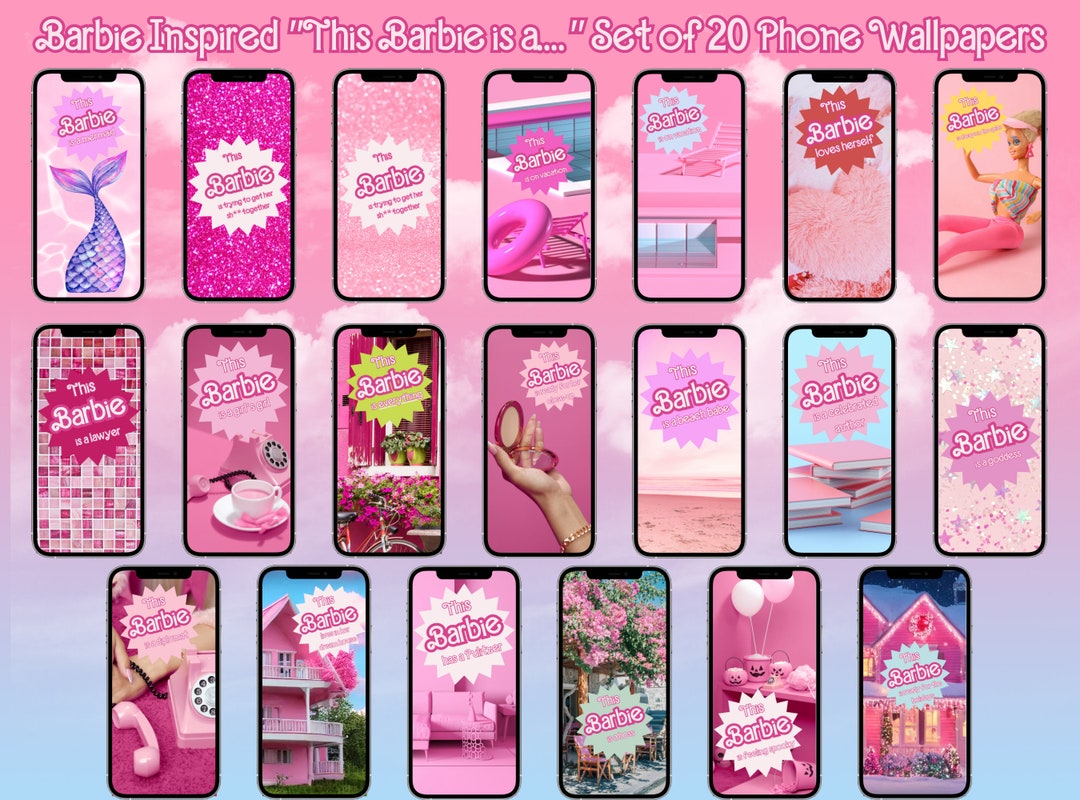 Set of 20 Barbie Inspired DIGITAL Phone Wallpapers, Barbiecore, Phone ...