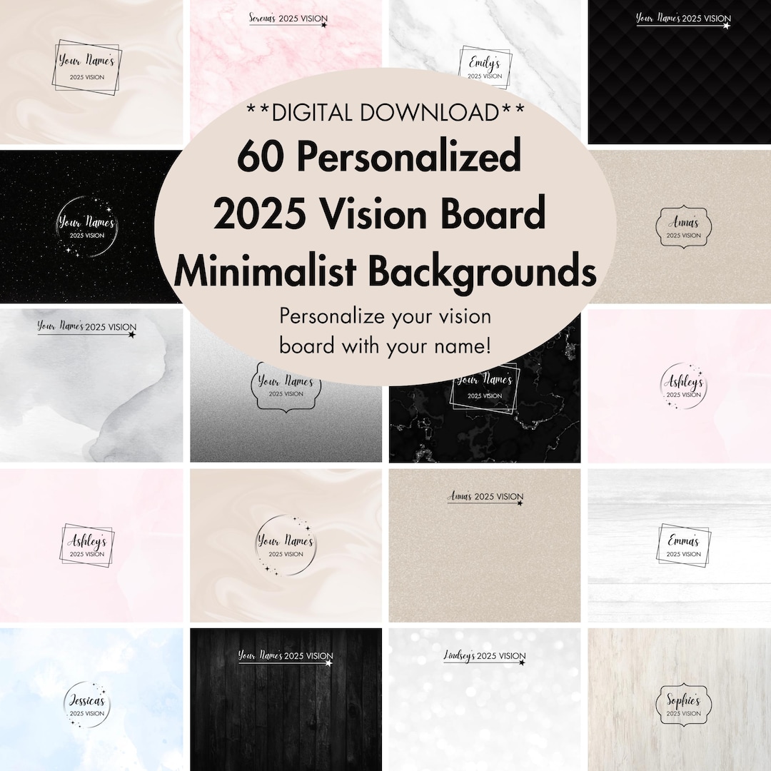 Personalized 2025 Vision Board DIGITAL Backgrounds Set of 60, Digital ...