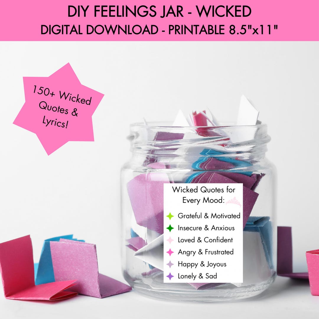 Printable Wicked DIY Quote Lyric Jar, Wicked Daily Affirmations Jar ...