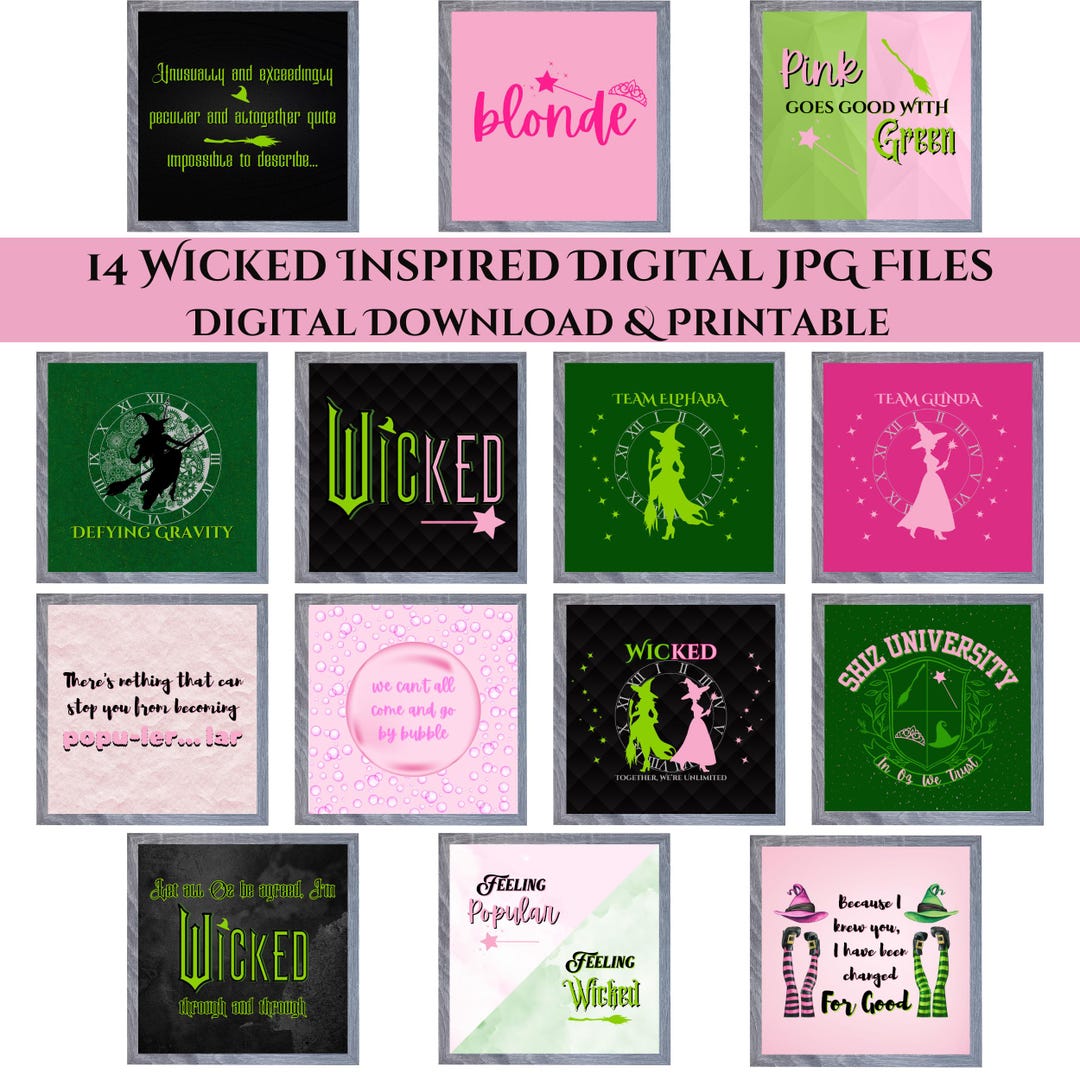 DIGITAL Set of 14 Wicked JPG Files, Wicked Wall Art, Printable Wall ...