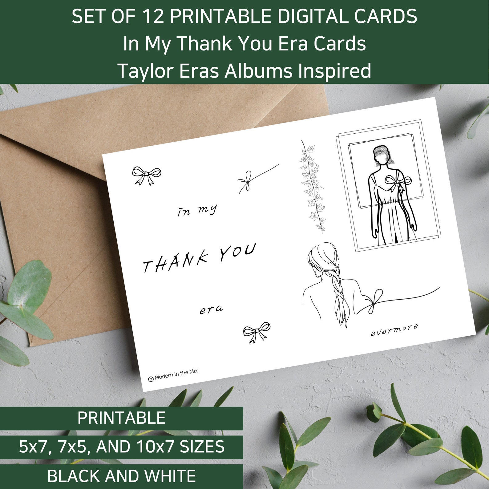 Taylor Eras Inspired Set of 12 in My Thank You Era Cards, DIGITAL Cards ...