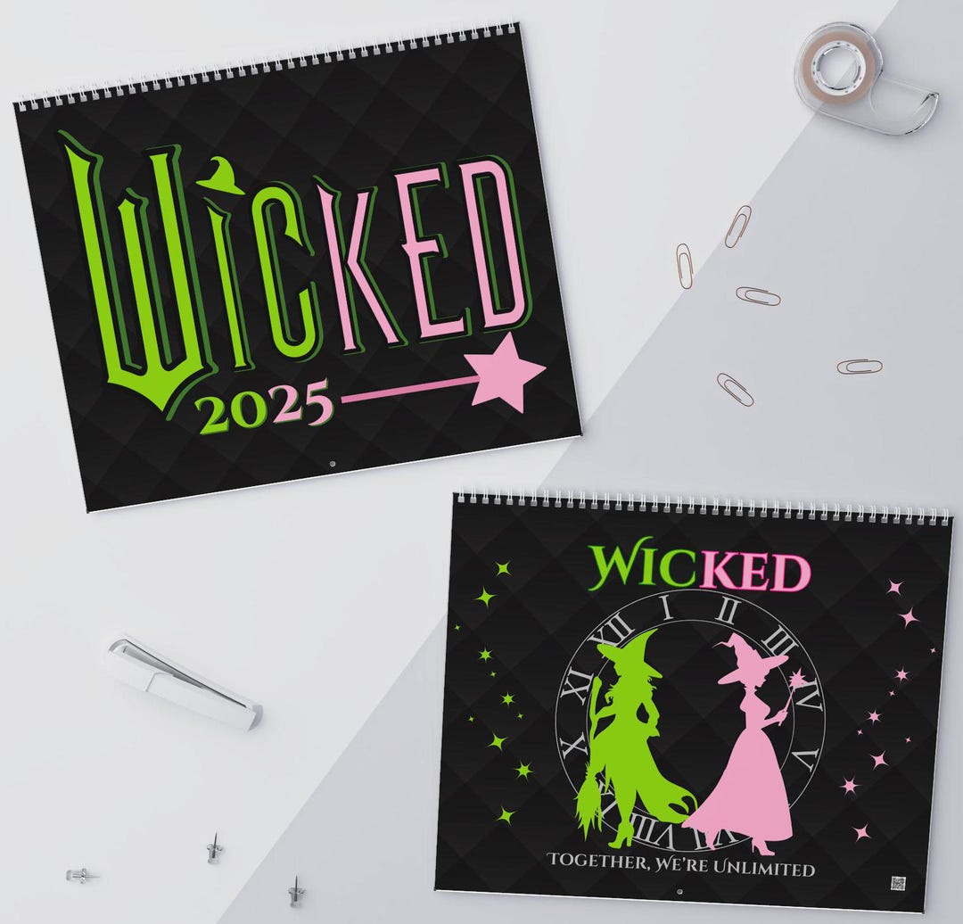 Wicked 2025 Calendar, Wicked Calendar, Hanging Wall Calendar, 2025 ...