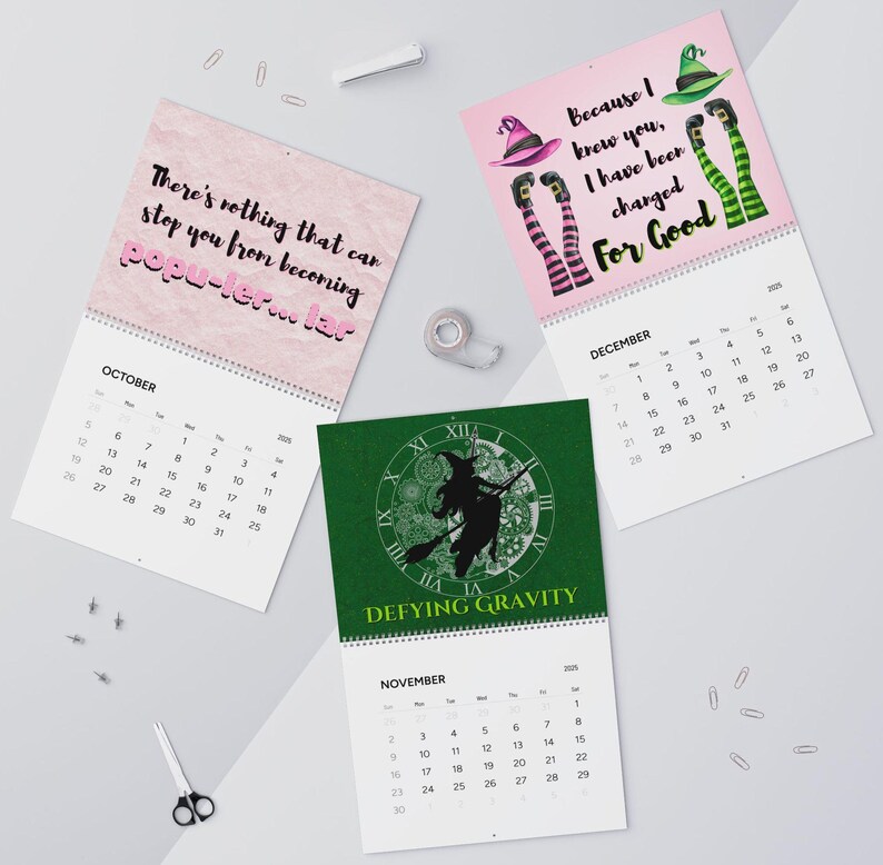 Wicked 2025 Calendar, Wicked Calendar, Hanging Wall Calendar, 2025 ...