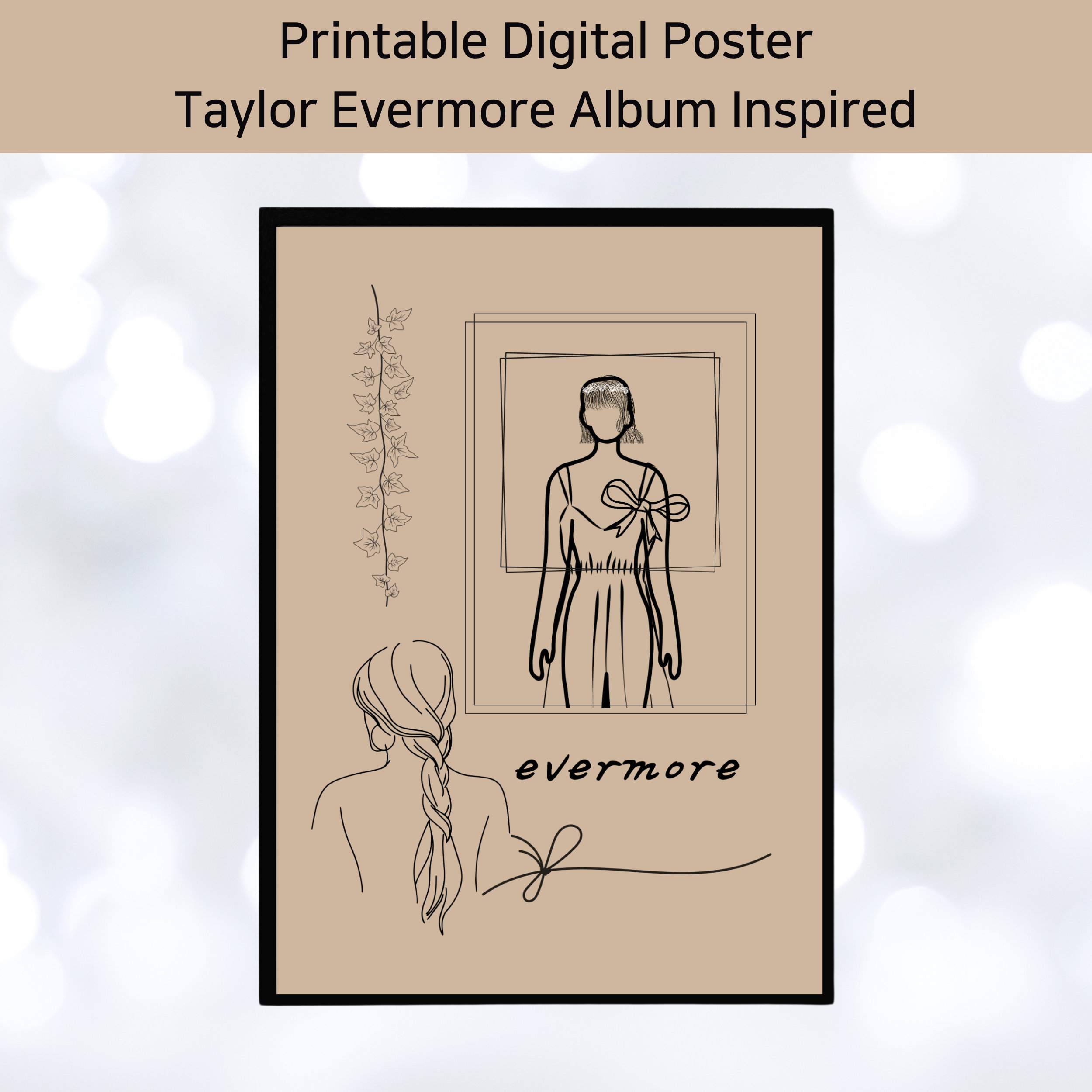 Taylor Evermore Album Inspired Printable DIGITAL Poster, Wall Decor ...