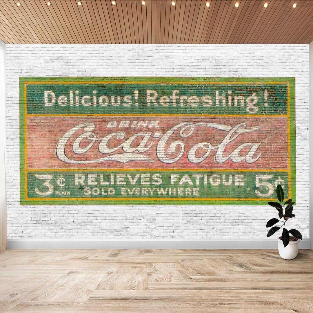 Coca Cola, Brick Wall, Ghost Sign, Wallpaper Sticker - Etsy