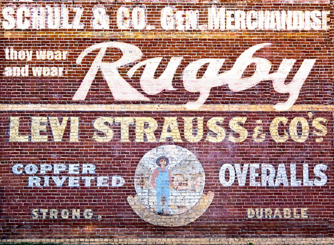 Vintage Ghost Sign Brick Wall Wallpaper Sticker. More Amazing ...