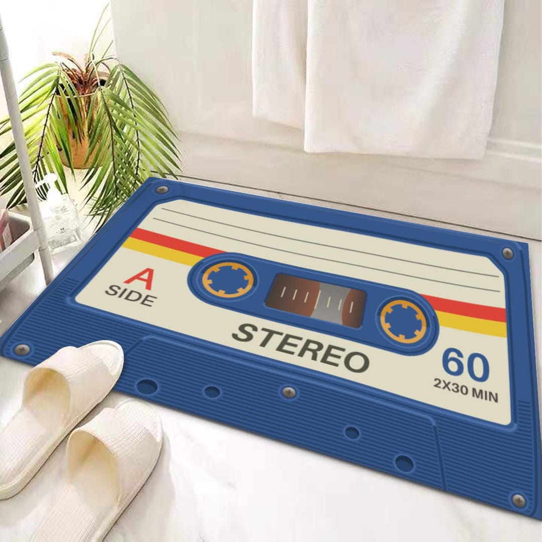 Classic 80s Cassette Band Door Mat - Stain Resistant & Non-slip Backing ...