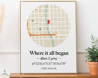 Where We Met Map /where It All Began /couple Map/ Gift for Her/ Gift ...