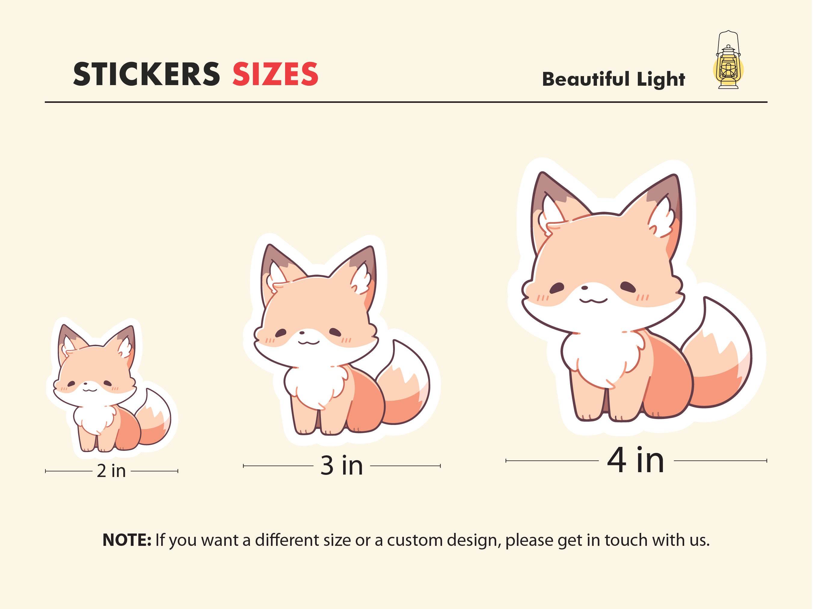 Kawaii Fox Glossy Sticker Vinyl Sticker Waterproof Cute Kawaii for ...