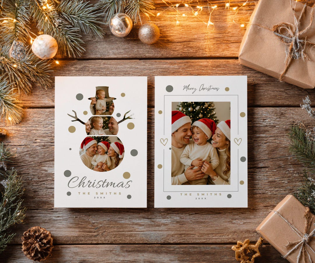 Personalized Christmas Photo Card Template | DIY Canva Printable ...