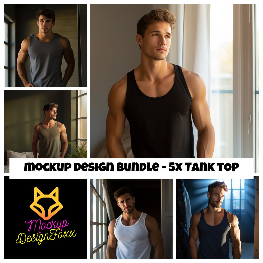 Mockup Starter Kit Tank Top Basic Colors Bundle of 5 Design Mock Ups 1 ...