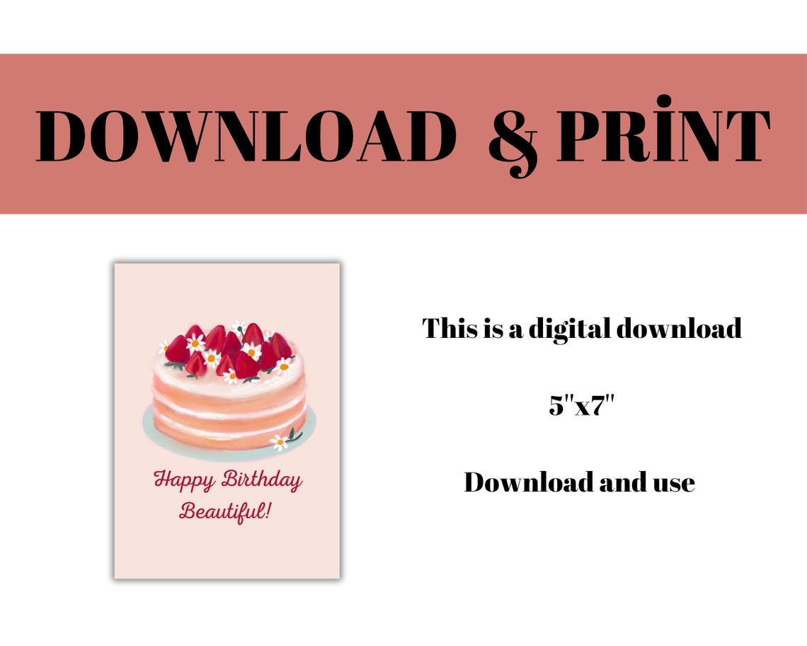 Printable Happy Birthday Beautiful Card Happy Birthday - Etsy