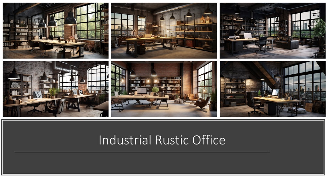 Industrial Rustic Office | Virtual Background Pack | Backdrop | Office ...