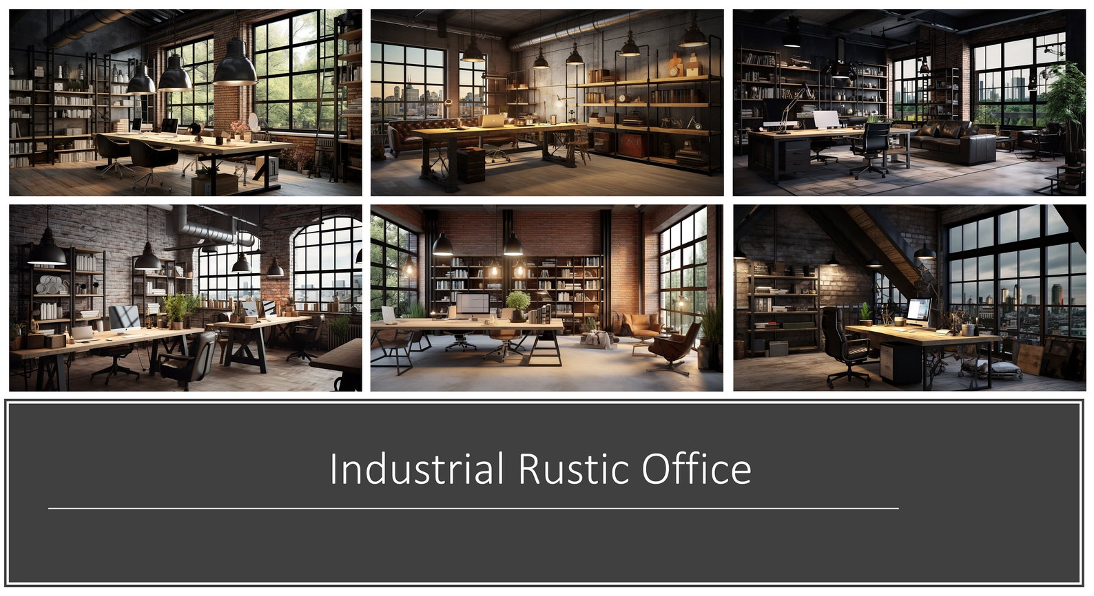 Industrial Rustic Office | Virtual Background Pack | Backdrop | Office ...
