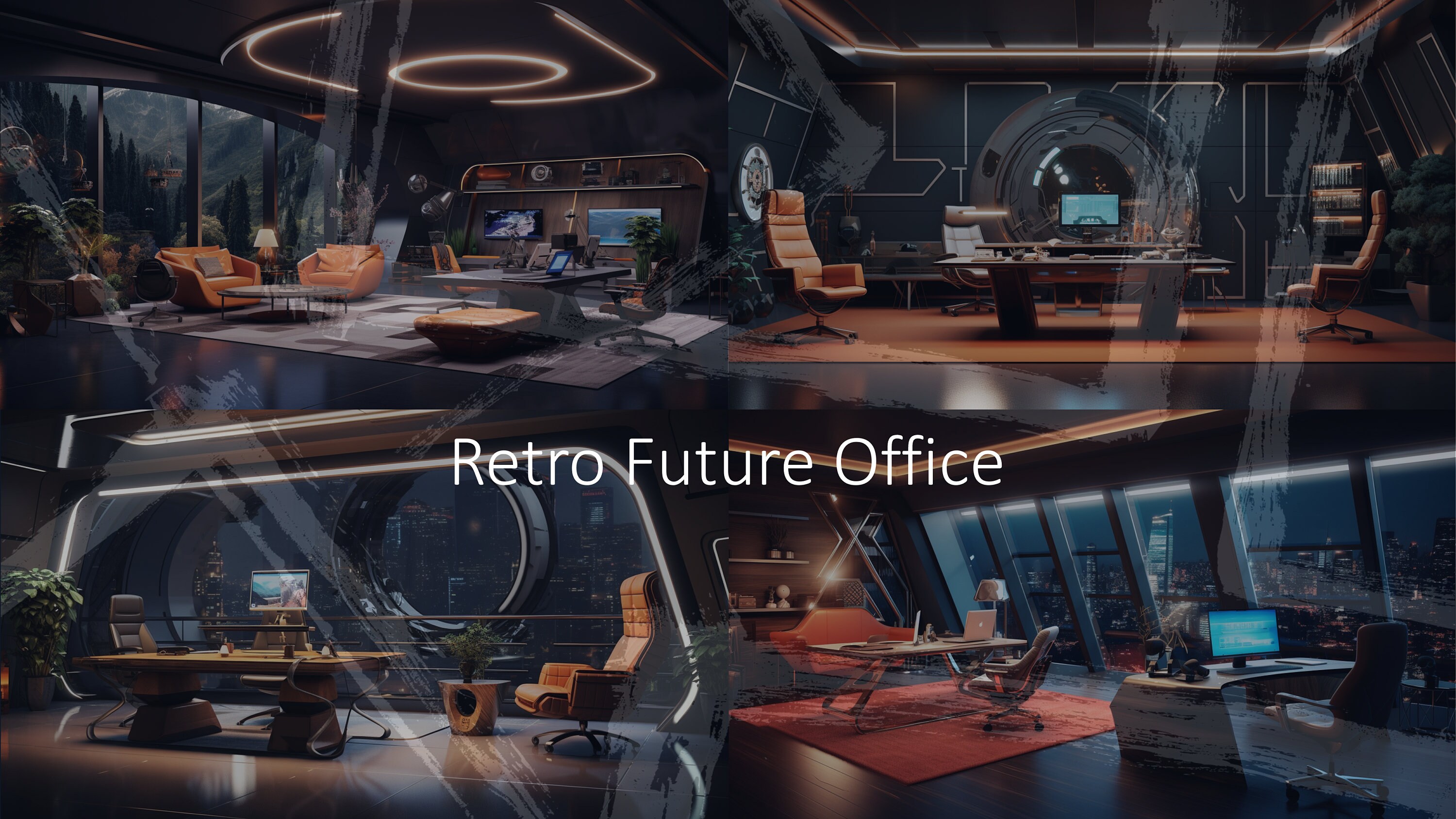 Retro Futuristic Office | Virtual Background Pack | Backdrop | Office ...