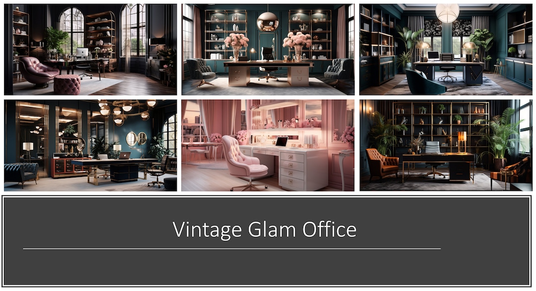 Vintage Glam Office | Virtual Background Pack | Backdrop | Office ...